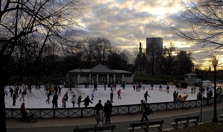 Skaters Enjoy Ice On Frog Pond Editorial Stock Photo - Stock Image ...