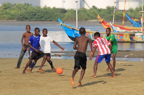 Liberian Boys Play Soccer On Beach Editorial Stock Photo - Stock Image ...