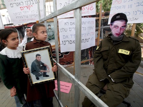 Two Palestinian Girls Hold Pictures Imprisoned Editorial Stock Photo ...