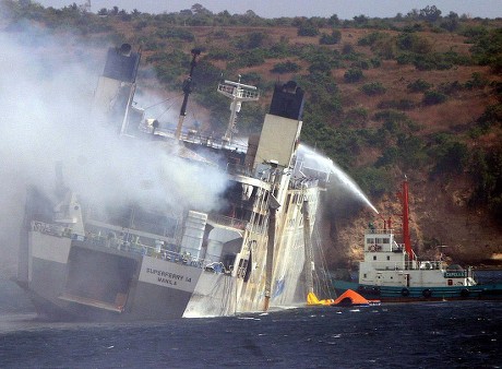 Smoke Rises Passenger Ship Wga Superferry Editorial Stock Photo - Stock ...