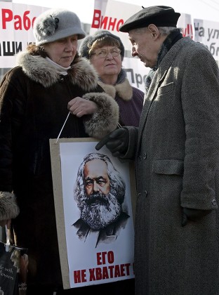 Elderly Russian Man Points On Portrait Editorial Stock Photo - Stock ...