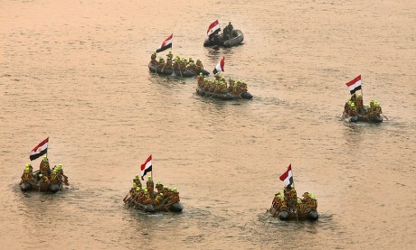 Egyptian Soldiers Row Zodiacs Down Nile Editorial Stock Photo - Stock ...
