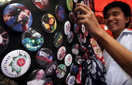 Filipino Customer Looks Souvenir Buttons Including Editorial Stock ...