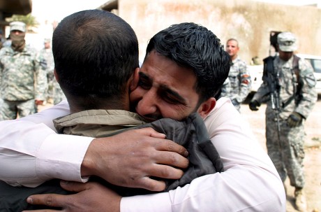 Iraqi Man Hugs Relative Who Released Editorial Stock Photo - Stock ...