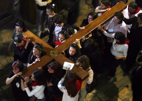 Christian Carry Large Wooden Cross Inside Editorial Stock Photo - Stock ...