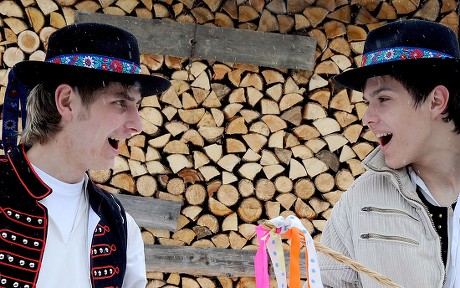 Slovak Boys Wearing Traditional Clothes Singing Editorial Stock Photo ...