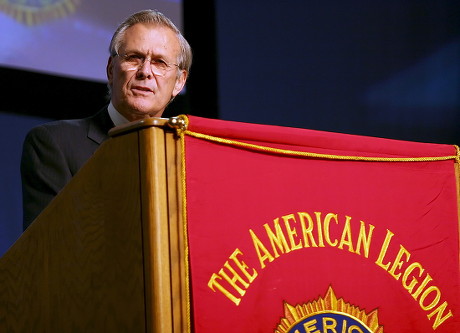 Us Defence Secretary Donald Rumsfeld Speaks Editorial Stock Photo ...