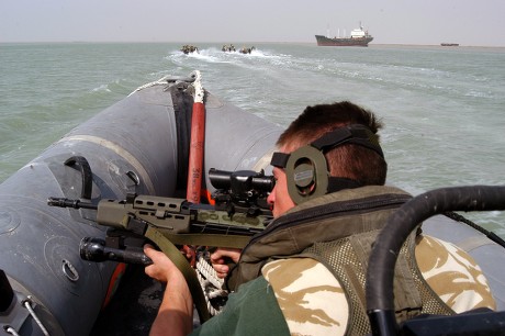 Aboard Inflatable Boat British Marine Holds Editorial Stock Photo ...