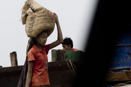 Girl Carries Cement Boat Labutta Editorial Stock Photo - Stock Image ...