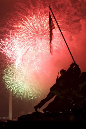Fireworks Explode Over Iwo Jima Memorial Editorial Stock Photo - Stock ...
