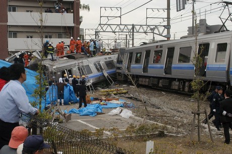 General View Wreckage Commuter Train Amagasaki Editorial Stock Photo - Stock Image | Shutterstock