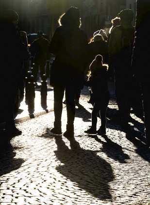 People Cast Shadows They Stand Street Editorial Stock Photo - Stock ...