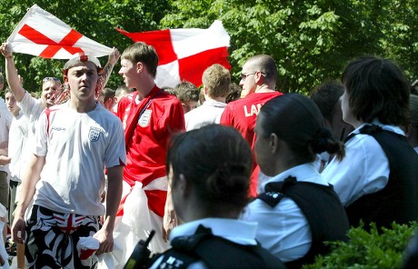 England Supporters Taunt Police Officers They Editorial Stock Photo ...
