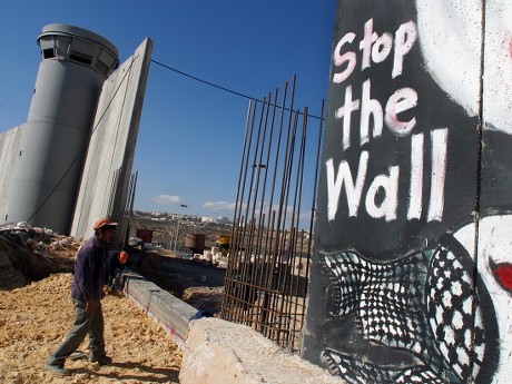 Constroversial Israeli Separation Wall Barrier Under Editorial Stock ...