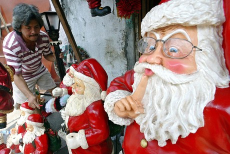 Filipino Arranges His Display Santa Claus Editorial Stock Photo - Stock ...