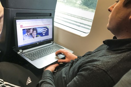 Passenger Uses Onboard Wifi Connection Train Editorial Stock Photo ...