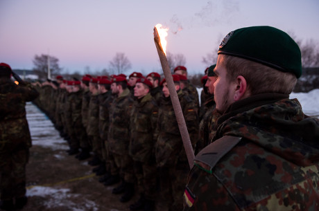 German Bundeswehr Soldier Holding Torch During Editorial Stock Photo ...