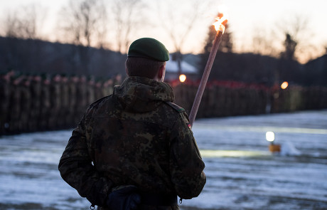German Bundeswehr Soldier Holding Torch During Editorial Stock Photo ...