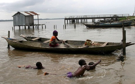 Nigerian Children Ijaw Tribe Swim Near Editorial Stock Photo - Stock ...