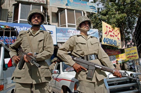 Pakistani Rangers Stand Guard Outside Commercial Editorial Stock Photo ...