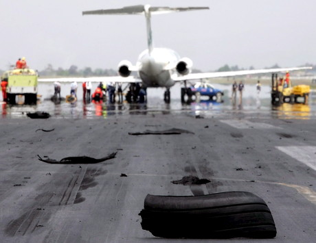 Tire Debris Scattered Runway Ninoy Aquino Editorial Stock Photo - Stock ...