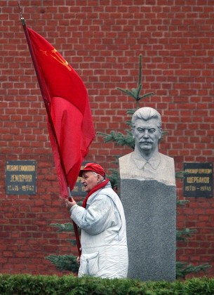 Elderly Communist Carries Red Flag Passing Editorial Stock Photo ...