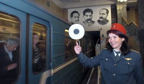 Employee Moscow Metro Gives Signal Train Editorial Stock Photo - Stock ...