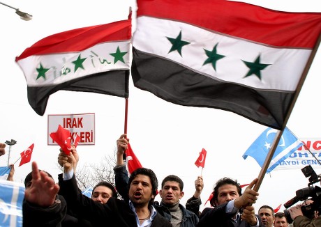 Iraqi Turkmens Waving Iraq Flags Chant Editorial Stock Photo - Stock ...