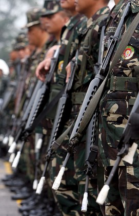 Filipino Soldier Hold His M16 Rifle Editorial Stock Photo - Stock Image ...