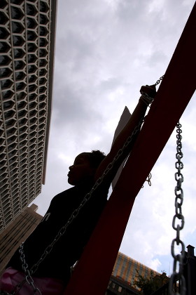 Protester Symbolically Chained Cross Johannesburg Supreme Editorial ...