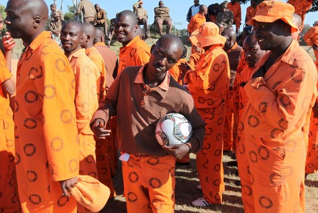 Inmate Stands Line Soccer Ball During Editorial Stock Photo - Stock ...