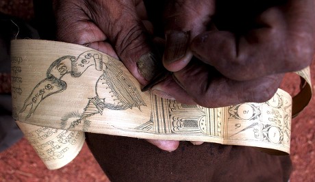 Sri Lankan Leaf Manuscript Writer Using Editorial Stock Photo - Stock ...