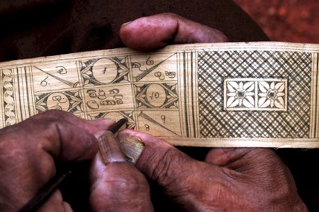 Sri Lankan Leaf Manuscript Writer Using Editorial Stock Photo - Stock ...