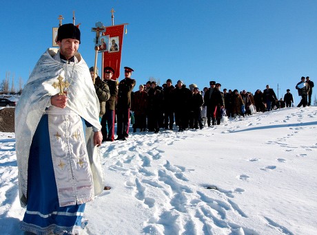 Orthodox Priest Leads Procession Believers Marching Editorial Stock ...