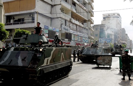 Lebaneses Armoured Tanks Patrol On Street Editorial Stock Photo - Stock ...