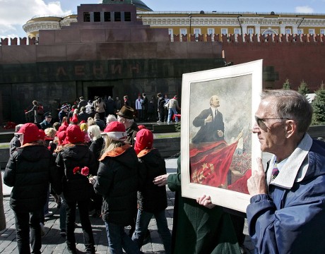 Elderly Communist Holds Picture Vladimir Lenin Editorial Stock Photo ...