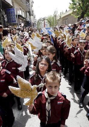 Syrian Catholic Children Carrying Replica Doves Editorial Stock Photo ...