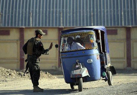Soldier Checks Auto Rickshaw Outside Forward Editorial Stock Photo ...