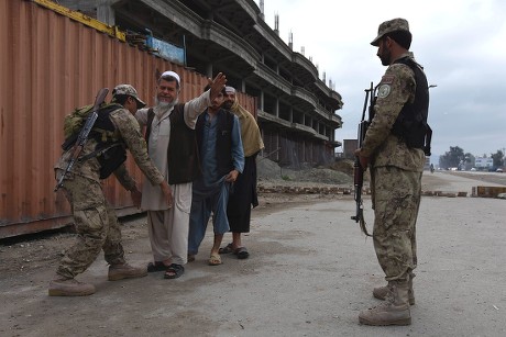 Afghan Security Officials Frisk Man Checkpoint Editorial Stock Photo ...