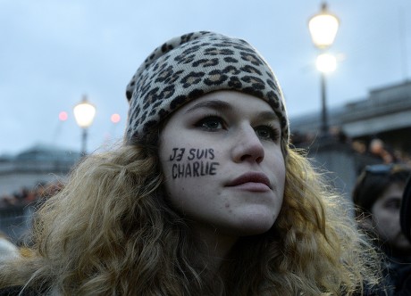 Demonstrator Shows Support Charlie Hebdo Magazine Editorial Stock Photo ...