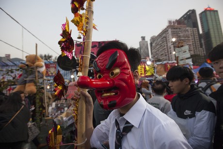 Man Wears Japanese Tengu Mask Lunar Editorial Stock Photo - Stock Image ...