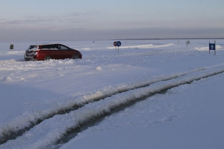 Cars On First Ice Road Year Editorial Stock Photo - Stock Image ...