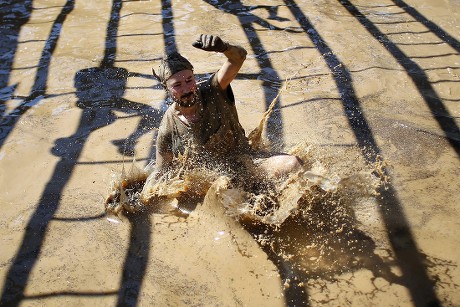 Participant Fails Overcome Obstacle During Mud Editorial Stock Photo ...