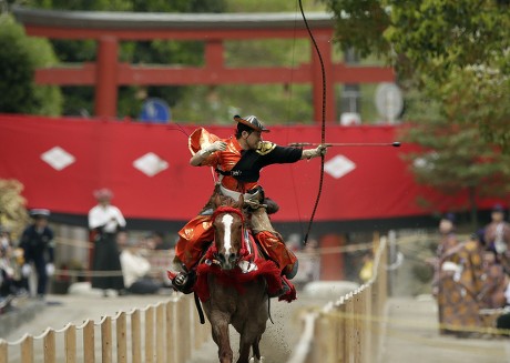 Yabusame Archer Wearing Samurai Warrior Attire Editorial Stock Photo ...