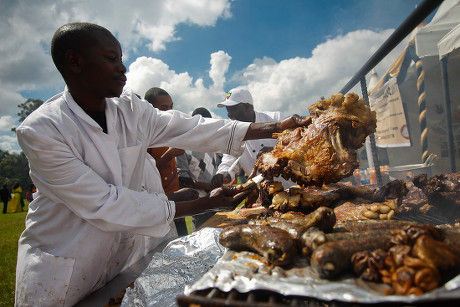 Kenyan Man Roasts Beef Meat One Editorial Stock Photo - Stock Image ...