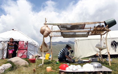 Kyrgyz Children Play Nomad Camp Located Editorial Stock Photo - Stock ...