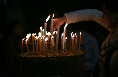 Pilgrim Lights Candles Church Nativity Traditionally Editorial Stock ...