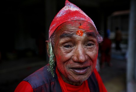 Ethnic Newari Man Looks On During Editorial Stock Photo - Stock Image ...