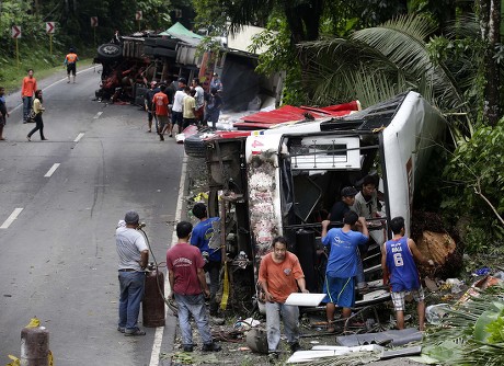 Filipino Villagers Eye Wrecked Passenger Bus Editorial Stock Photo ...