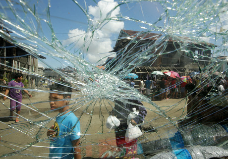 Filipino Typhoon Victims Seen Through Broken Editorial Stock Photo ...